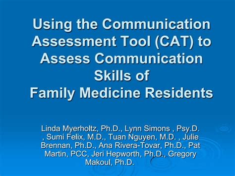 Using The Communication Assessment Tool Cat To Assess Communication