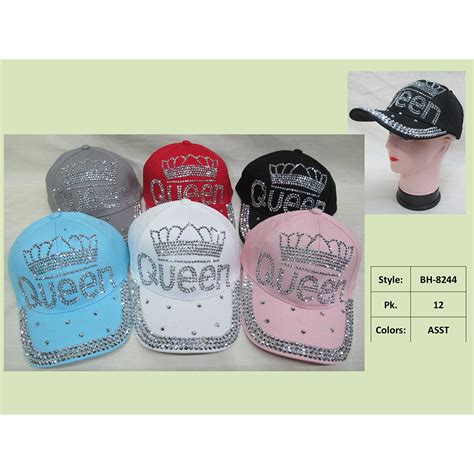 Bh 8244 Asst Rhinestone Queen Baseball Cap 3pcs Savvy New York