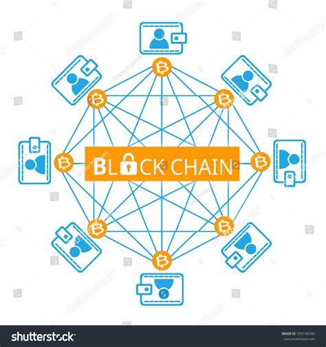 Block Chain Network Cryptographically Secured Chain Stock Illustration