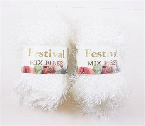 2 Skeins Festival Mixed Fiber White Eyelash Yarn Diy Crafts