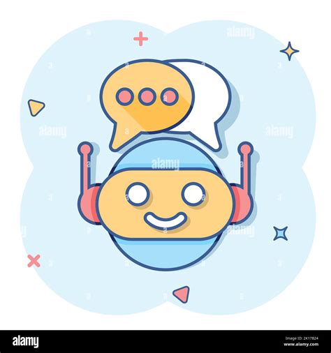 Cute Robot Chatbot Icon In Comic Style Bot Operator Vector Cartoon