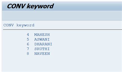 Conv Keyword In Sap Abap