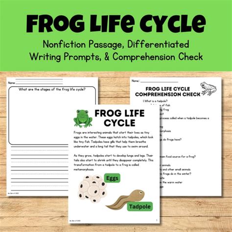 Frog Life Cycle Nonfiction Passage Writing Prompts And Comprehension
