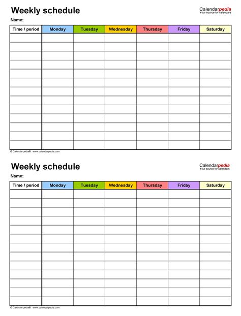 Printable Weekly Planner Excel Template Printable Templates Your Go