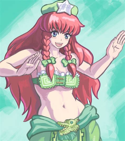 Rule 34 Bra Female Hong Meiling Large Breasts Midriff Navel