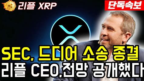 리플 전망 Sec 드디어 소송 종결 리플 Ceo 전망 공개했다 업비트시황 코인시황 급등코인추천리플대응 Youtube