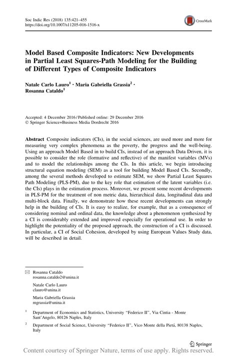 Model Based Composite Indicators New Developments In Partial Least