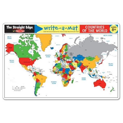 Melissa And Doug Learning Mat World Reusable แผ่นรองวาด แผนที่โลก วาดเขียน ระบายสี ลบได้