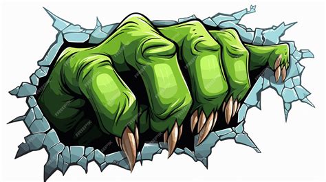 Scary Green Monster Claw Hand Illustration Premium Ai Generated Vector