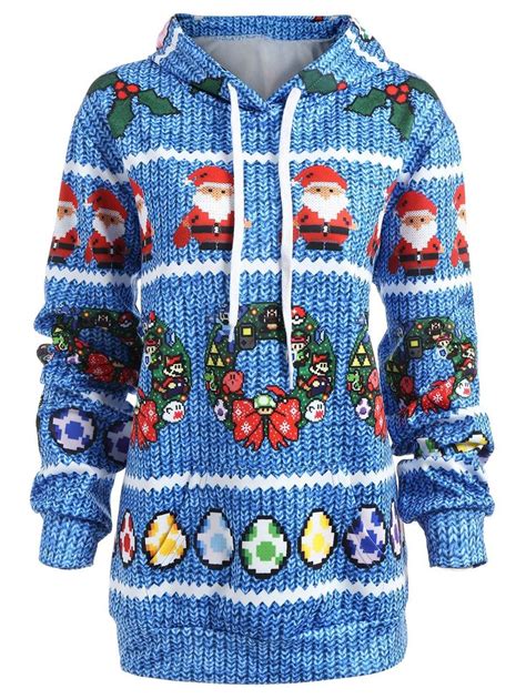 Christmas Berry Bowknot Printed Plus Size Hoodie Sponsored Bowknot