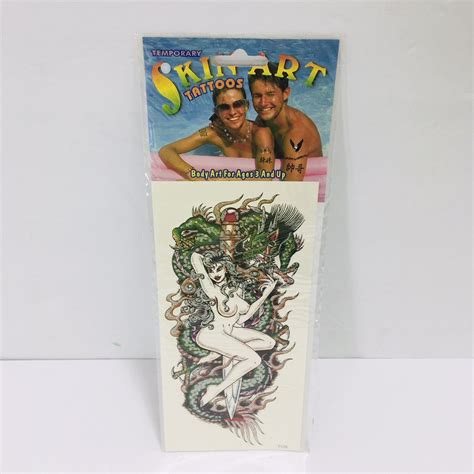 Skin Art Temporary Tattoo Risque Woman Topless Curvy Pin Up Y2k Vintage