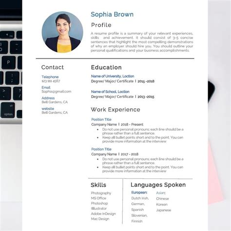 Professional Resume Templates With Photo Modern Cv Template For Word