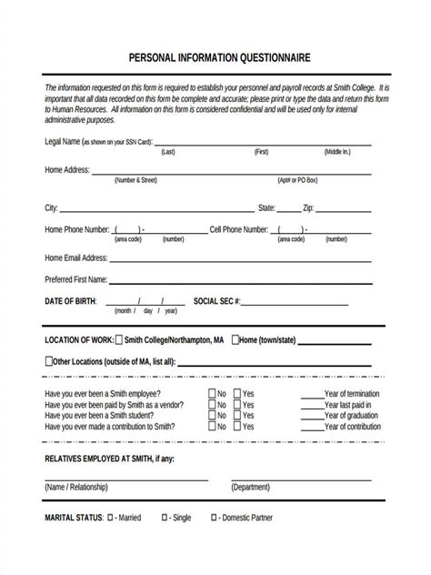 Personal Data Questionnaire At Zara Morrill Blog