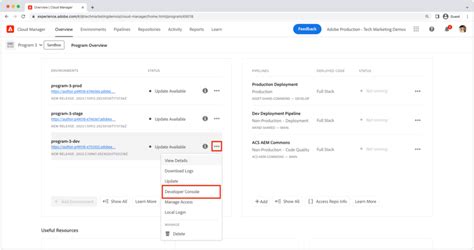 Developer Console Adobe Experience Manager