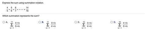Solved Question Express The Sum Using Summation Notation 4 5 5 6 6 7 • 1 Answer