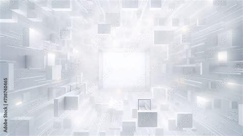 Modern White And Light Grey Square Overlapped Pattern On Background With Shadow White