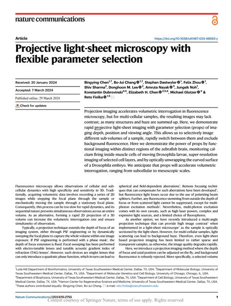 Pdf Projective Light Sheet Microscopy With Flexible Parameter Selection