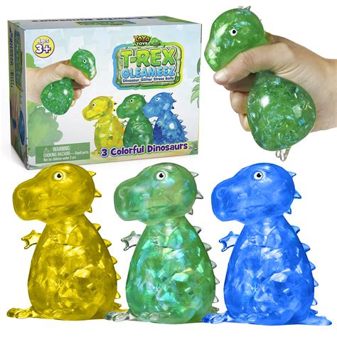 Yoya Toys Gleameez T Rex Stress Ball Fidget Toy Glittery