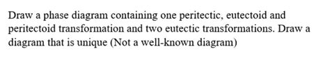 Solved Draw A Phase Diagram Containing One Peritectic Eutectoid And Peritectoid Transformation