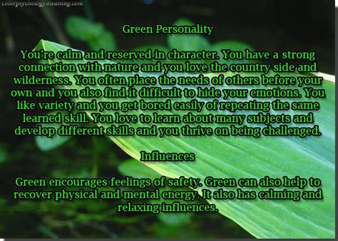 Green Personality And Affects Color Meanings Color Meaning Personality