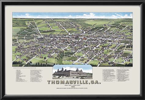 Thomasville Ga 1885 Color Restored Map Vintage City Maps