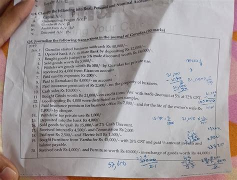 Q4 Classify The Following Into Real Personal And Nominal Accouncm Filo