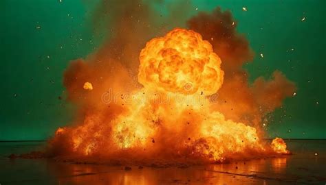 Explosive Detonation With Fiery Fragmentation Stock Illustration