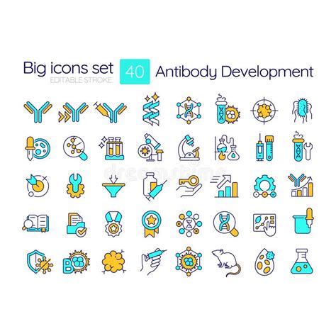 Antibody Development Rgb Color Icons Set Stock Illustration