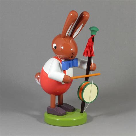 Osterhase Mit Bumbass Groß Erzgebirgskunst Drechsel