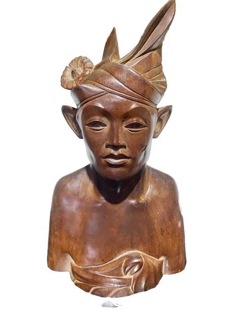 Vintage Carved Bali Woman Lady Bust Wood Carving Sculpture £16494