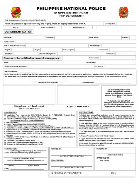 Philippine National Police Id Application Form Pnp Dependent Pdf