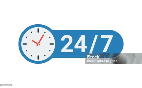 24 7 Service Support Clock Time Stock Illustration Download Image Now