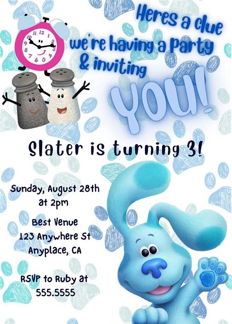 Birthday Party Invitation Blues Clues Birthday Blues Clues