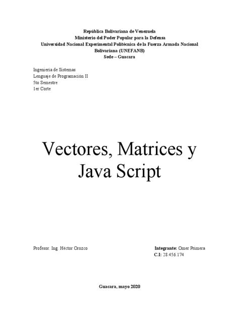 Vectores Matrices Y Java Script Pdf Script Java Programación De