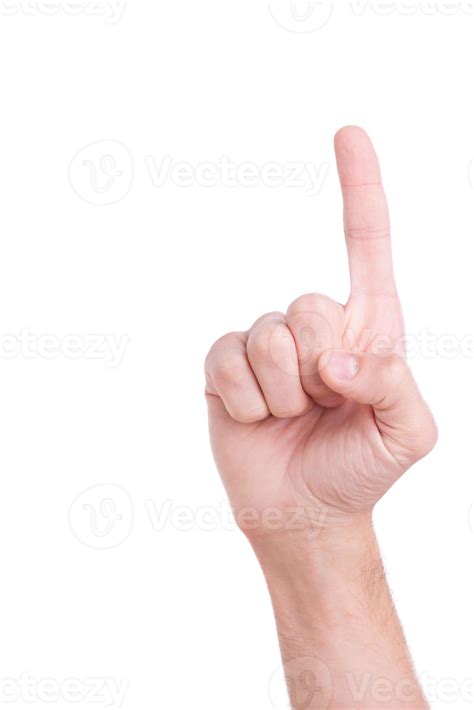 Hands Pointing Up Close Up Of Male Hand With Finger Up And Isolated On
