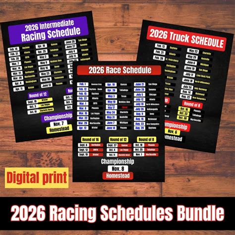 2026 Nascar Printable Schedule Cup Oreilly And Truck Series Calendar