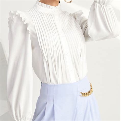 Ruffle Collar Shirt Etsy