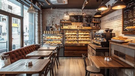 Rustic Cafe Interior With Wood And Brick Stock Image Image Of