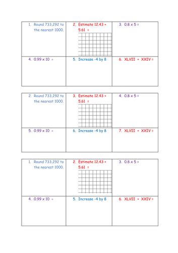 Maths 6 In 6 Year 6 Starters Teaching Resources