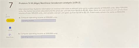 solved problem 5 14 algo ﻿nonlinear breakeven analysis