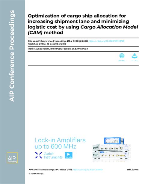 Pdf Optimization Of Cargo Ship Allocation For Increasing Shipment