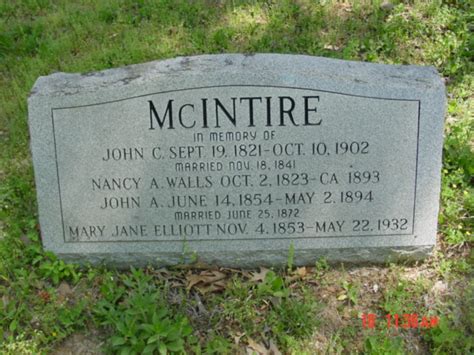 Nancy A Wall Mcintire 1823 1893 Find A Grave Memorial