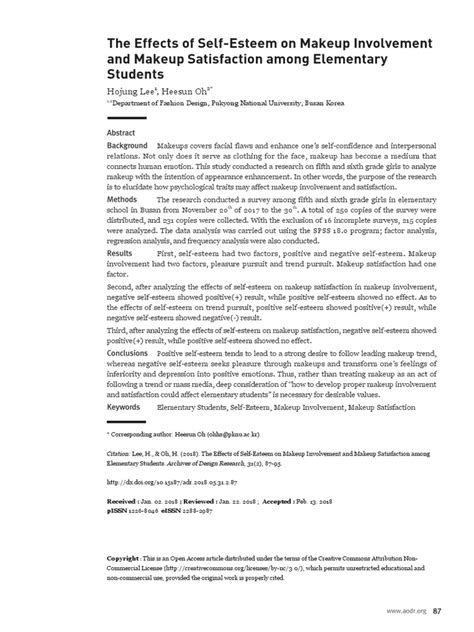 The Effects Of Self Esteem On Makeup Involvement Pdf Self Esteem