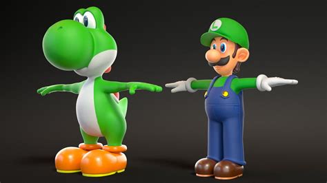 3d Yoshi And Luigi From Super Mario Model Turbosquid 1956786