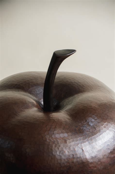 Contemporary Copper Apple Sculpture By Robert Kuo Repoussé Limited