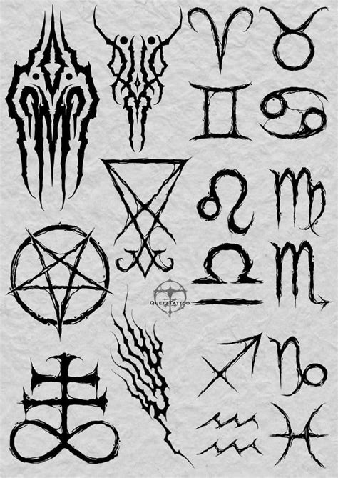 Set Of Occult Symbols Leviathan Cross Pentagram Vector Satanic