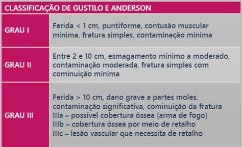 ClassificaÇÃo De Gustilo E Anderson Cinemática De Fratura Clínica Médica I