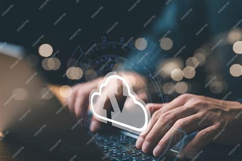 premium photo man use laptop with cloud computing diagram show on