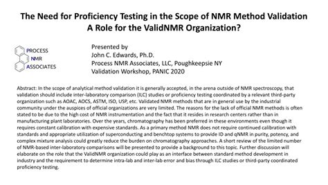 PDF The Need For Proficiency Testing In The Scope Of NMR Method Validation A Role For The