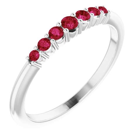 Platinum Natural Ruby Stackable Ring Platinumonly